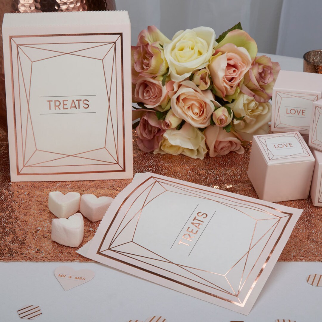 25 Rose Gold Candy Cart Bags, Rose Gold Candy Buffet Bags, Rose Gold ...