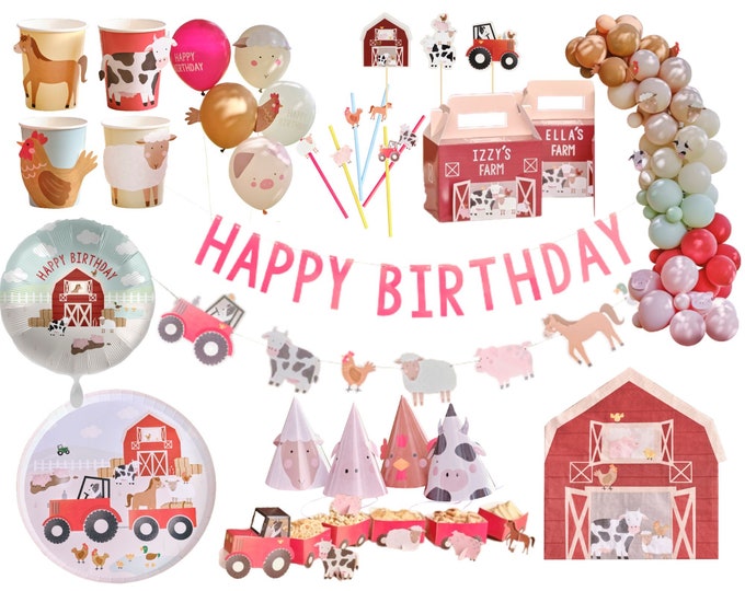Happy Birthday Farm Party Balloon, Farm Animals Birthday Party ...