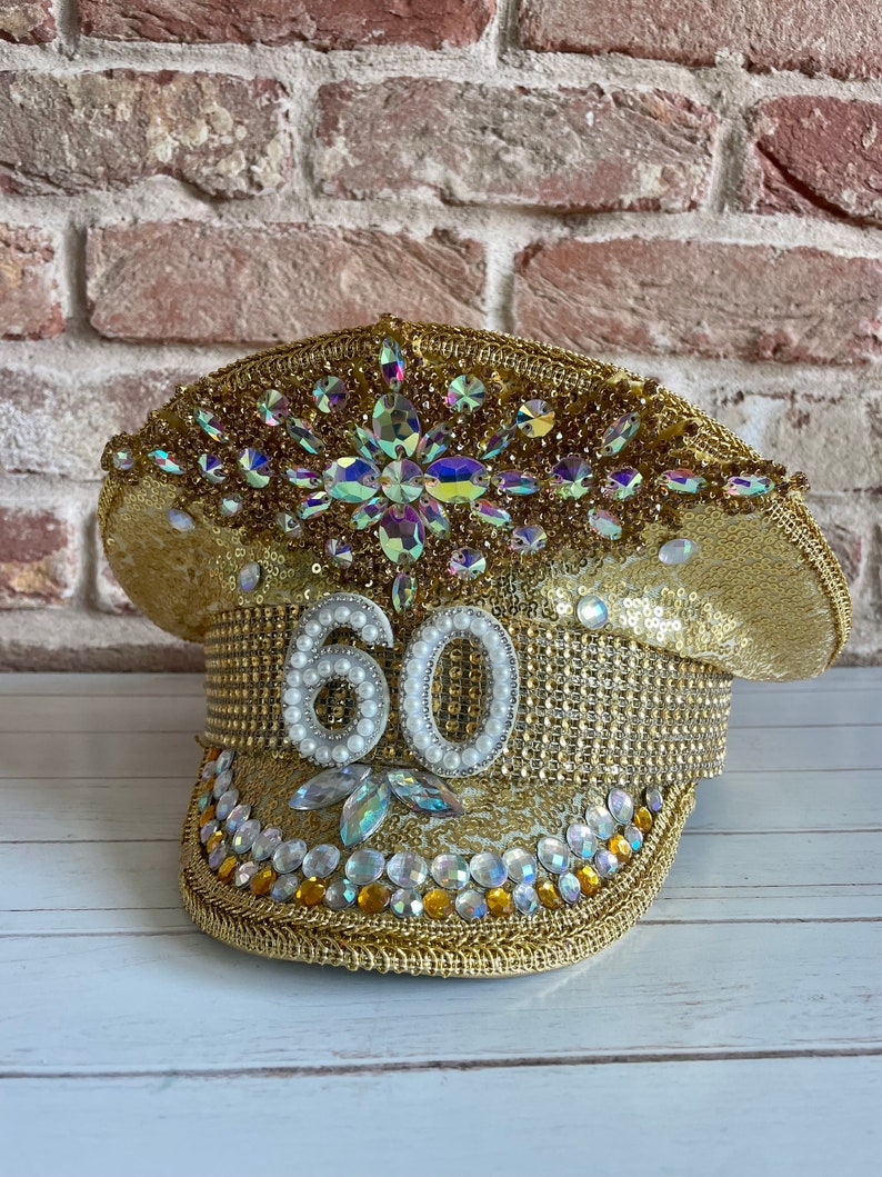 Birthday Rhinestone Hat, Captain Hat, Birthday Hat, Milestone Birthday ...