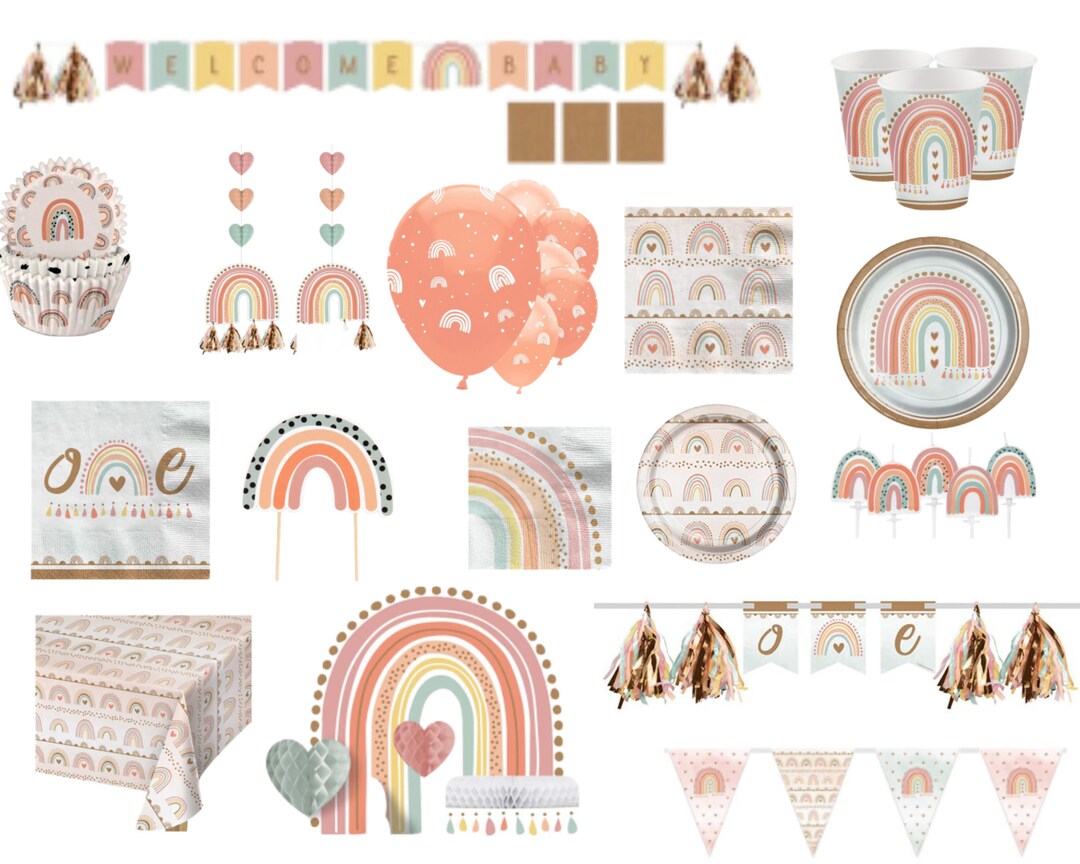 Rainbow Party Decorations, Pastel Party Decor, Rainbow Party Cups ...