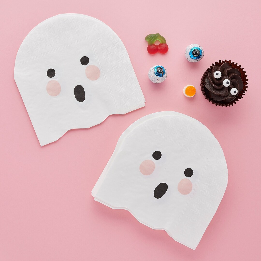 16 Halloween Ghost Napkins, Halloween Tableware, Pastel Halloween Decor ...