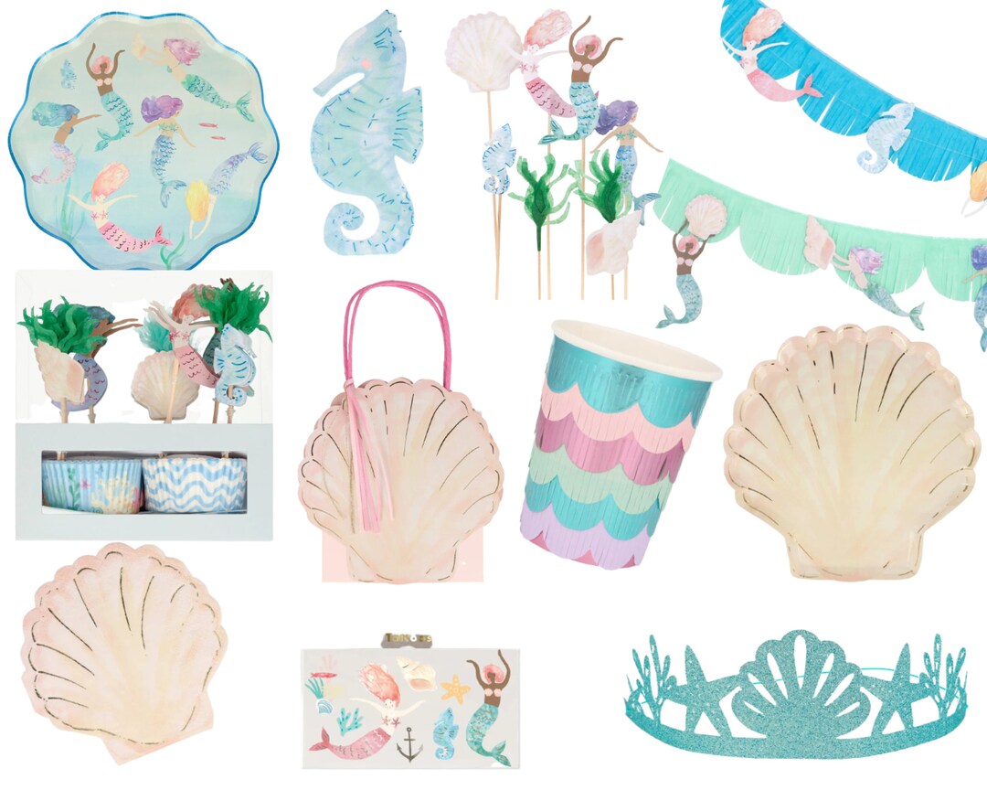 Mermaid Party Decorations, Mermaid Birthday Party Decor, Mermaid Plates ...