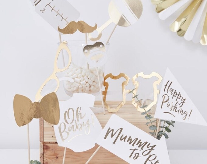 Baby Shower Gold Party Props, Baby Shower Photo Booth,baby Shower Game ...