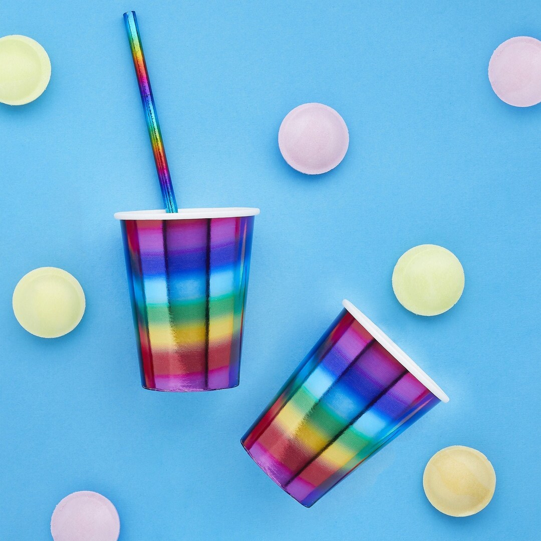 10 Rainbow Paper Cups, Rainbow Party Cups, Rainbow Party Supplies ...