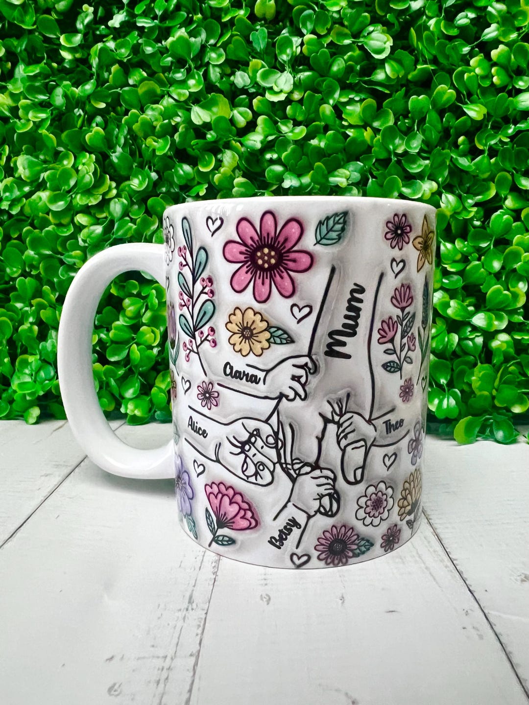 Personalised Mothers Day Mug, Mum Birthday Gift, 3D Effect Design ...