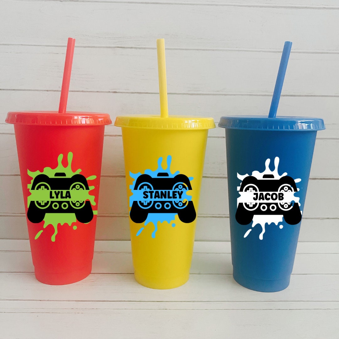 Personalised Gamer Cold Cup, Gamer Kids Custom Tumbler, Gaming Party ...