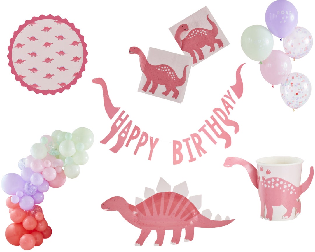 Pink Dinosaur Party Decorations, Dinosaur Party Supplies, Dinosaur ...