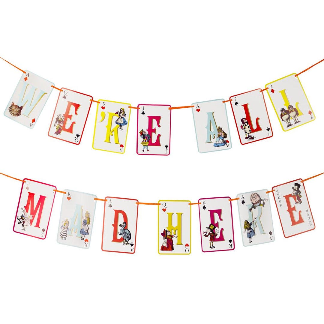 We’re All Mad Here Banner, Alice in Wonderland Birthday Party Bunting ...
