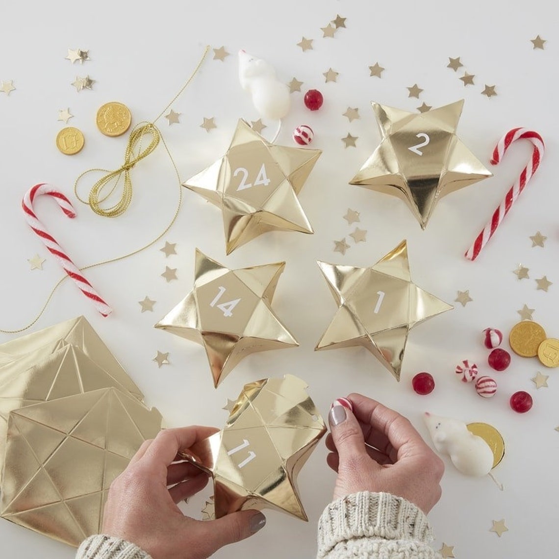 6 Gold Star Place Cards, Gold Place Cards, Christmas Place Settings ...