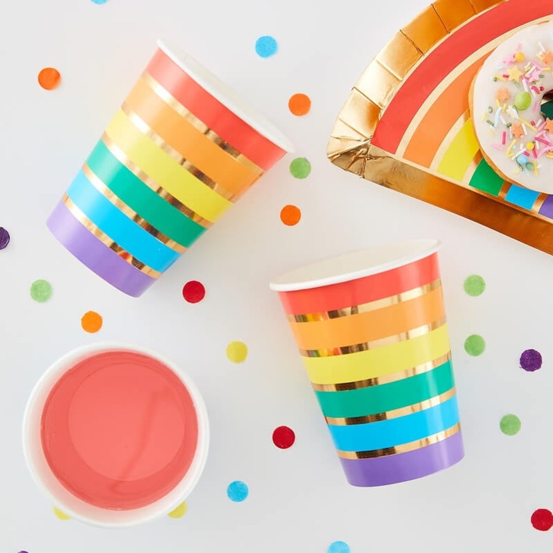 8 Rainbow Paper Party Cups, Rainbow Party Supplies, Rainbow Theme ...