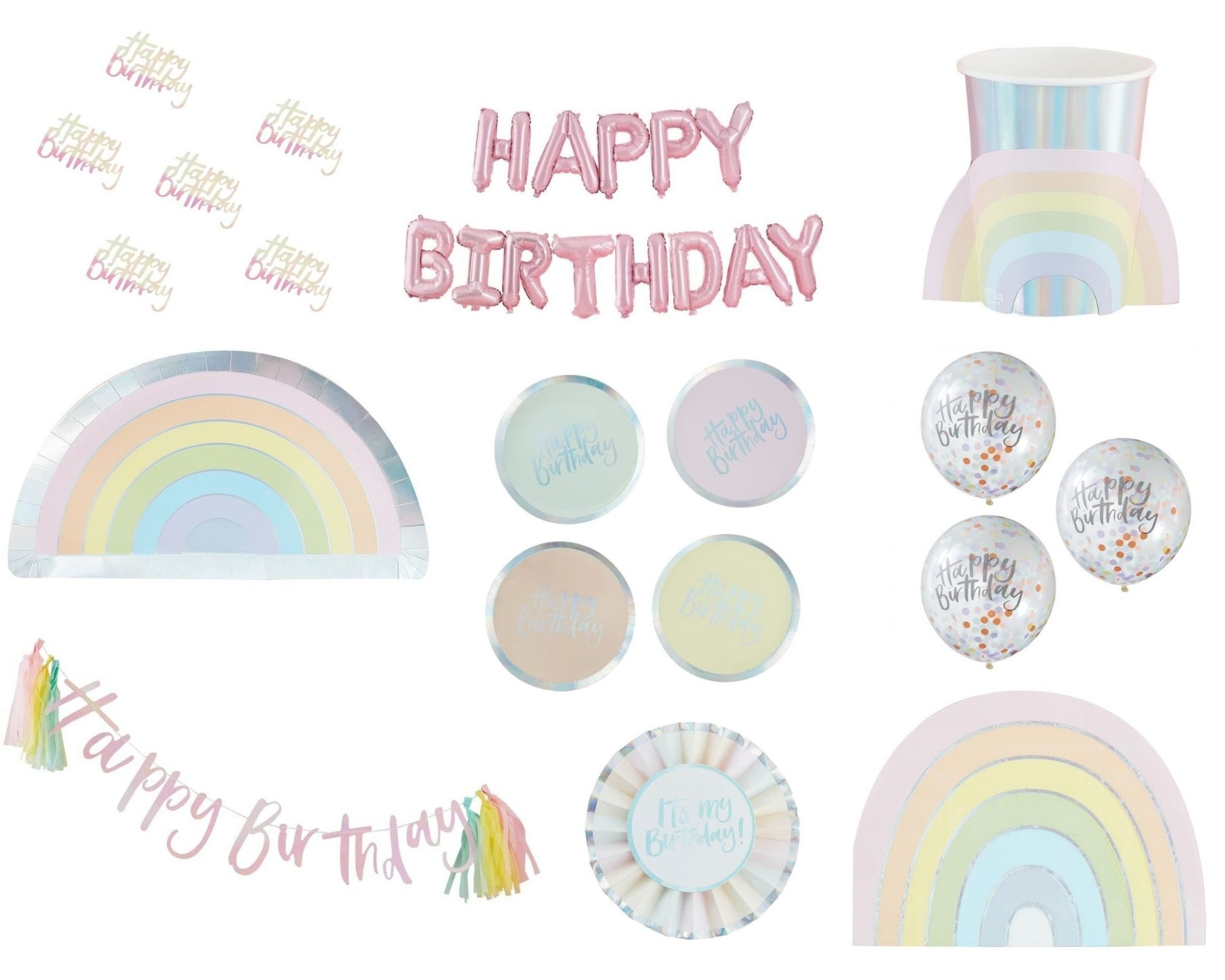 Pastel Rainbow Party Decorations Pastel Party Plates Rainbow - Etsy UK