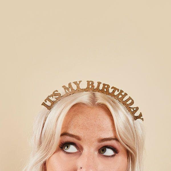 Happy Birthday spherified Headband Gold