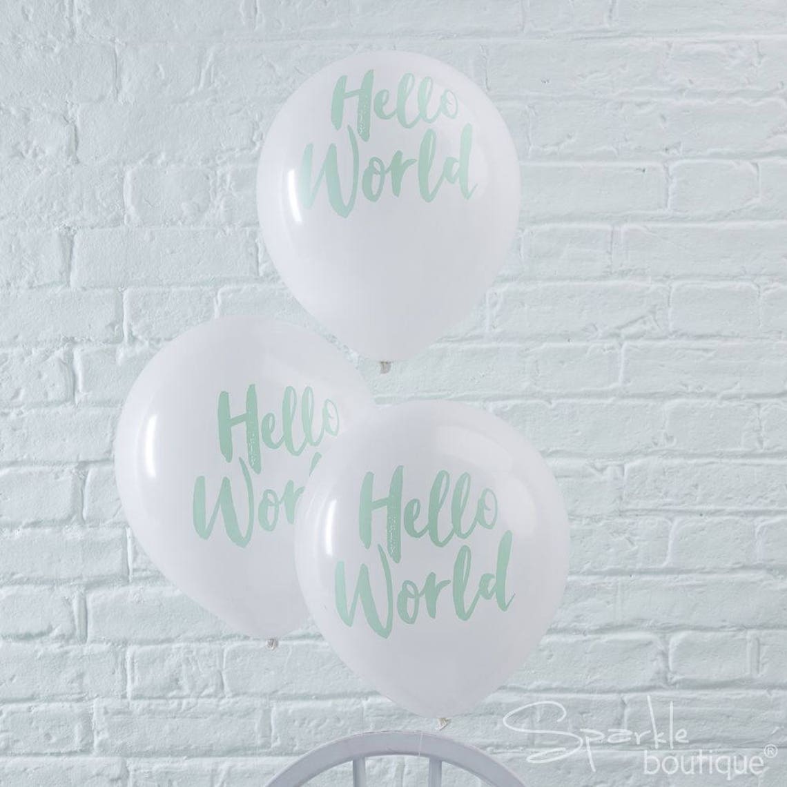 Hello World Balloons Baby Shower Party Balloons Baby Shower | Etsy