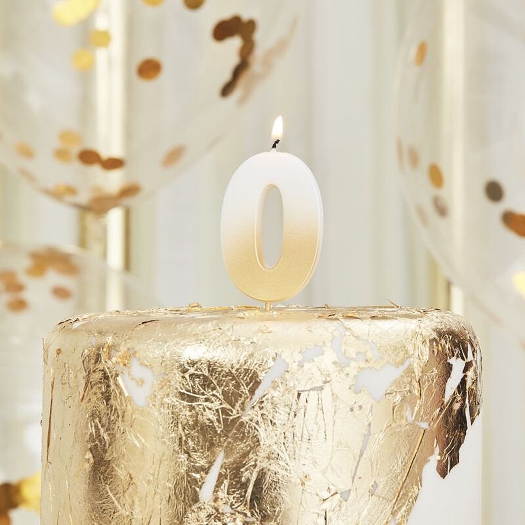 Number 0 Gold Ombre Candle Gold 0 Candle Age Candles - Etsy UK