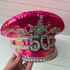 Pink Birthday Rhinestone Hat, Captain Hat, Birthday Hat, Milestone ...