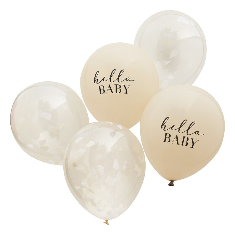 5 Hello Baby Baby Shower Balloons Neutral Baby Shower Eco - Etsy