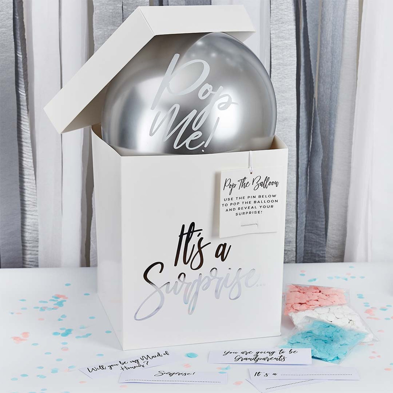 Silver Surprise Reveal Balloon Kit Gender Reveal Balloon - Etsy