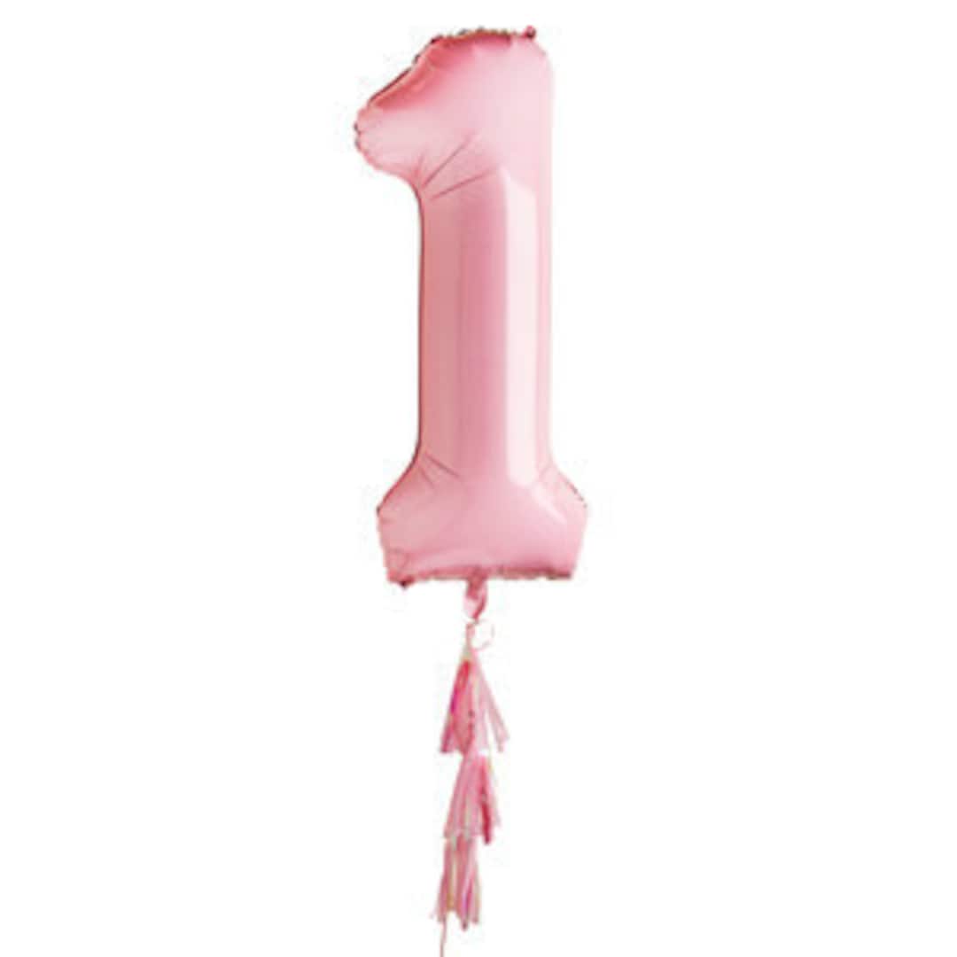 34 Inch Pastel Pink Number 1 Balloon, Pink Number One Balloon, Pastel ...