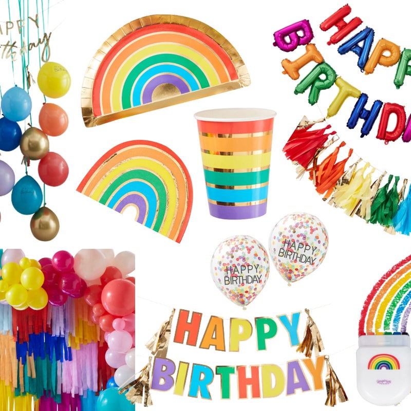Rainbow Party Decorations - Etsy