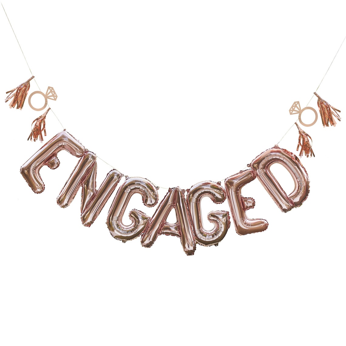 Rose Gold Engagement Balloons Engaged Balloon Banner Engaged - Etsy
