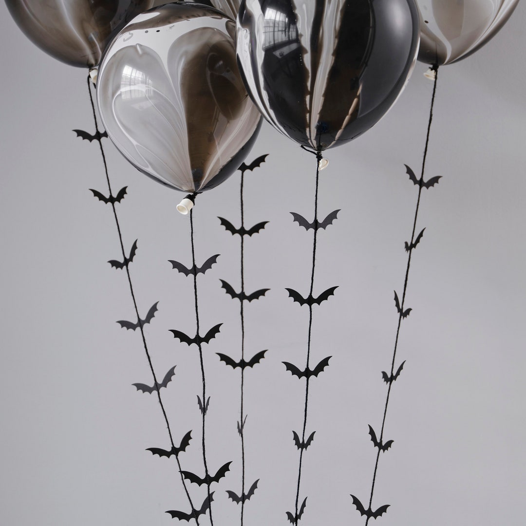 5 Halloween Bat Balloons Tails, Halloween Party Decorations, Halloween ...