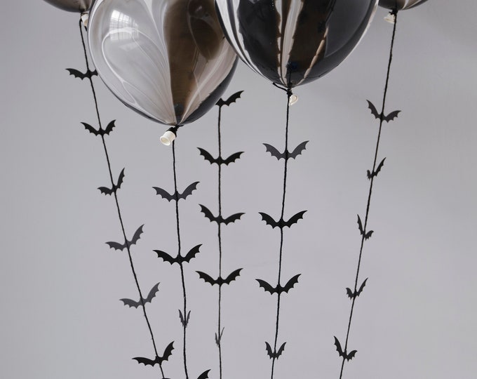 30 Black Balloons With Bat Balloon Tails, Halloween Balloons Celling ...