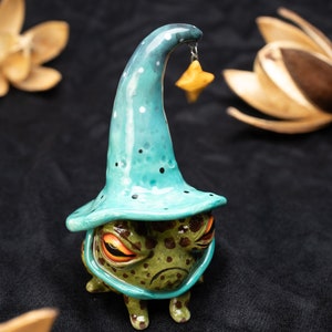 Ceramic Little Wizards Frog With Star - Fully Sculpted and Hand-painted ...