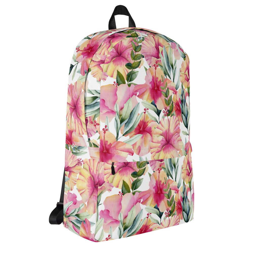 Pink and Yellow Hibiscus Flower Backpack - Etsy