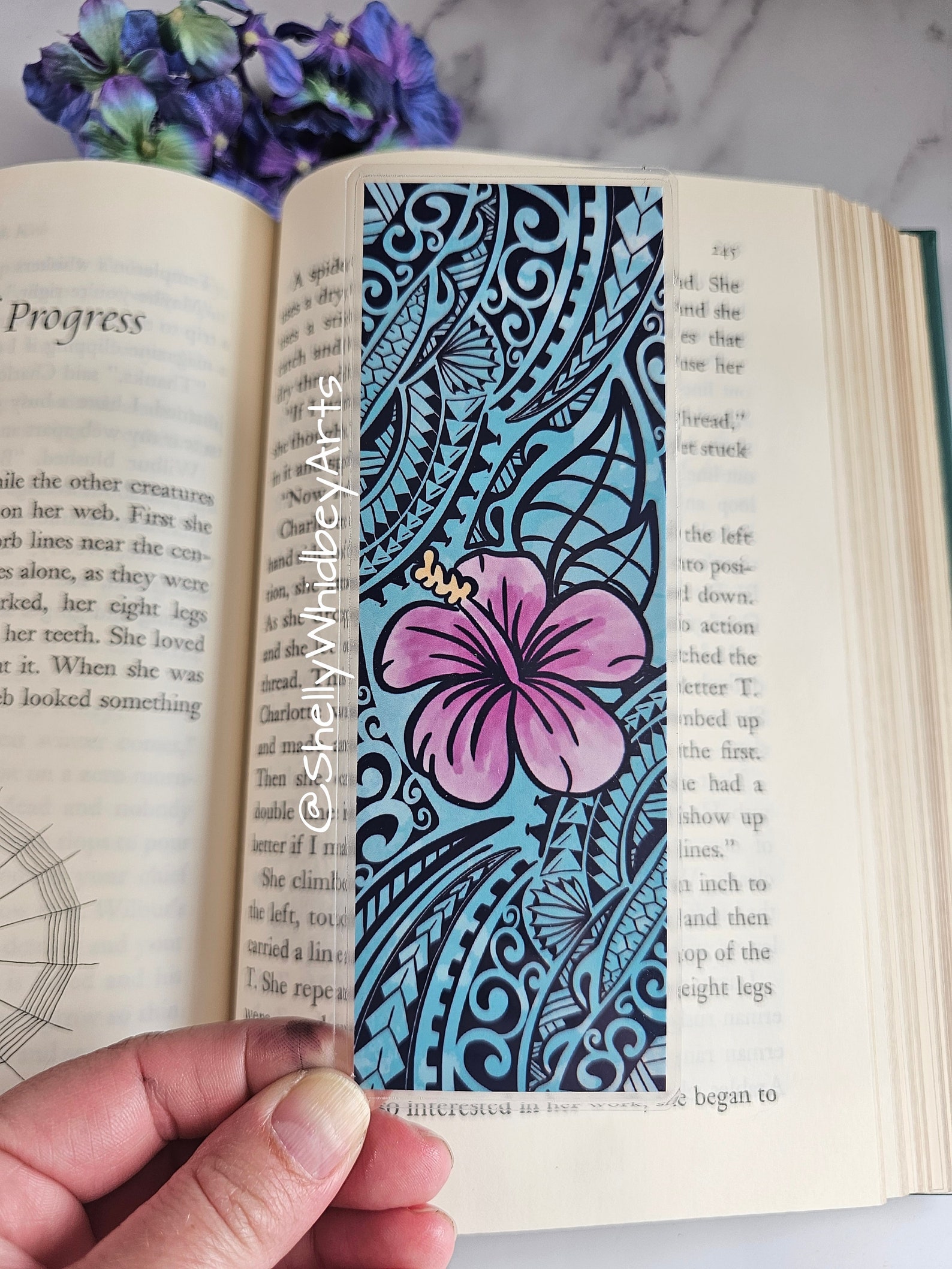 Polynesian Hibiscus Design Illustrated Bookmark - Etsy