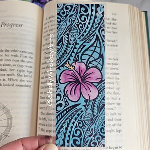 Polynesian Hibiscus Design Illustrated Bookmark - Etsy