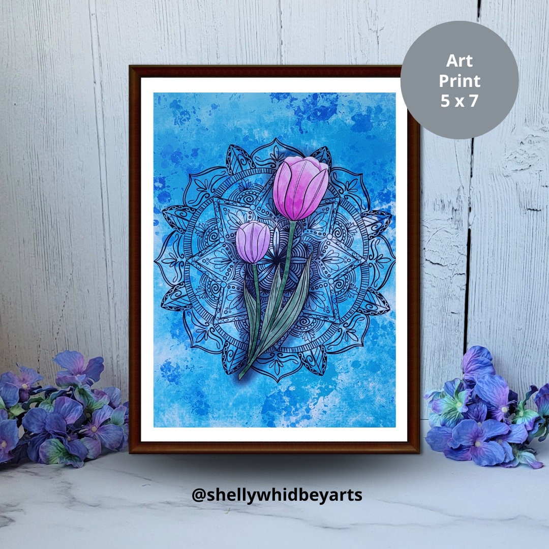 Tulip Mandala Art Print 5 X 7 - Etsy