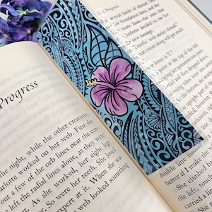 Polynesian Hibiscus Design Illustrated Bookmark - Etsy