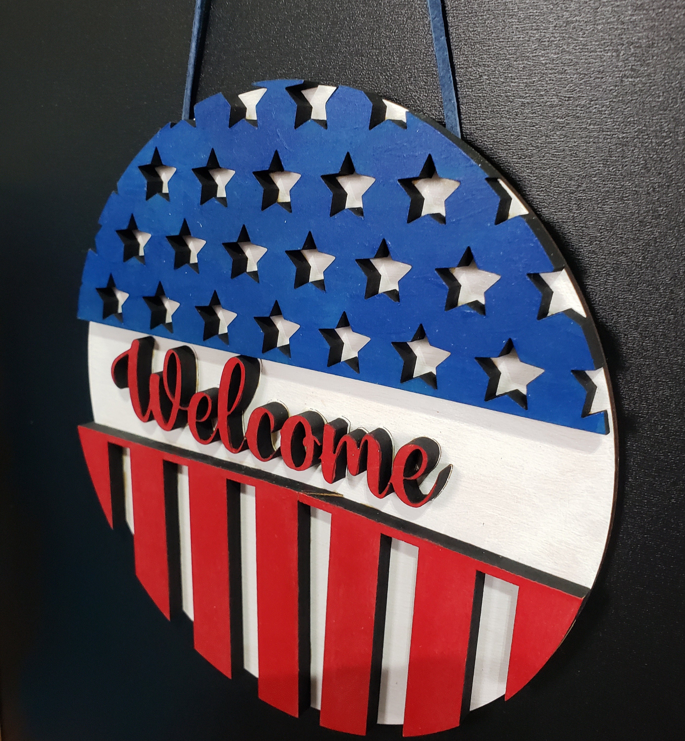 USA Flag Welcome Door Sign - Etsy