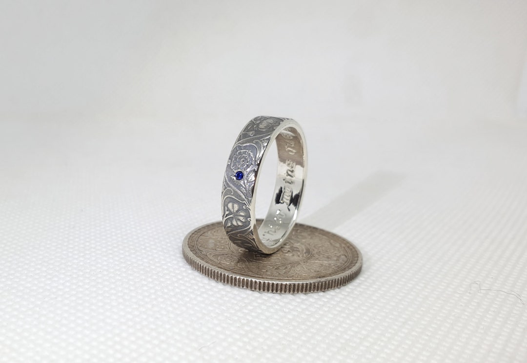 Indian 1 Rupee Coin Ring in Silver Alliance Style Set With Three ...