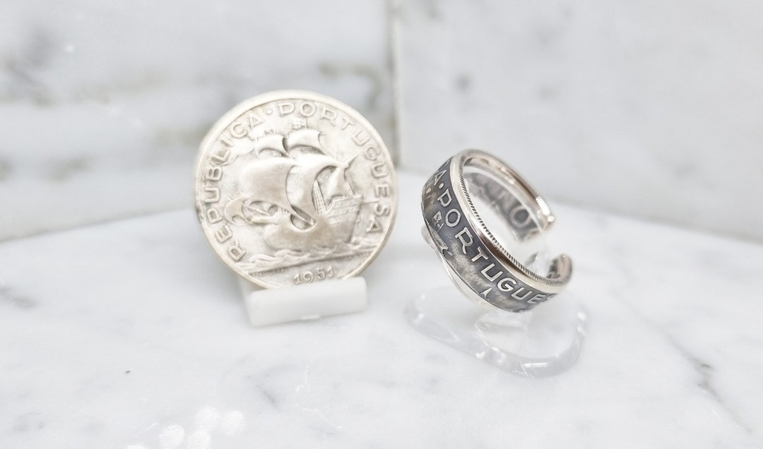 Ring Coin 5 Escudos of Portugal Opened in Silver (corner Ring) - Etsy