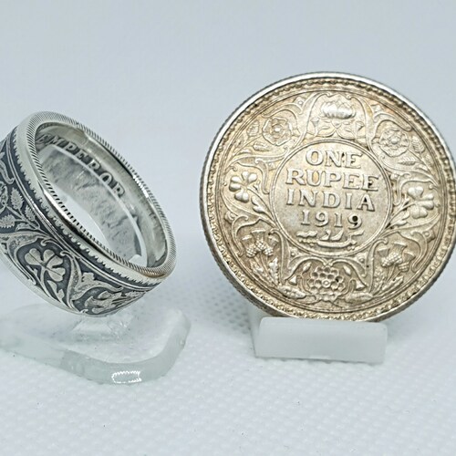 British-india Silver Rupee Coin Ring 91.7% Silver | Etsy