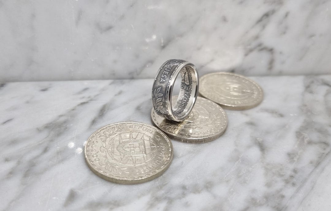 Coin Ring 1000 Escudos louis De Camoes From Portugal in Silver corner ...