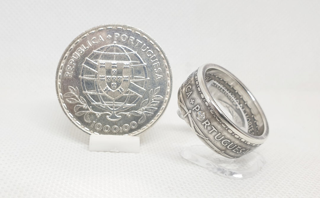 1000 Escudos Coin Ring "louis De Camoes" From Portugal in Silver Set ...