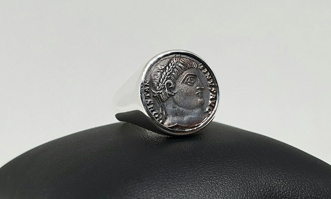 Massive Knight's Coin Romaine Constantin Silver Coin corner Ring - Etsy