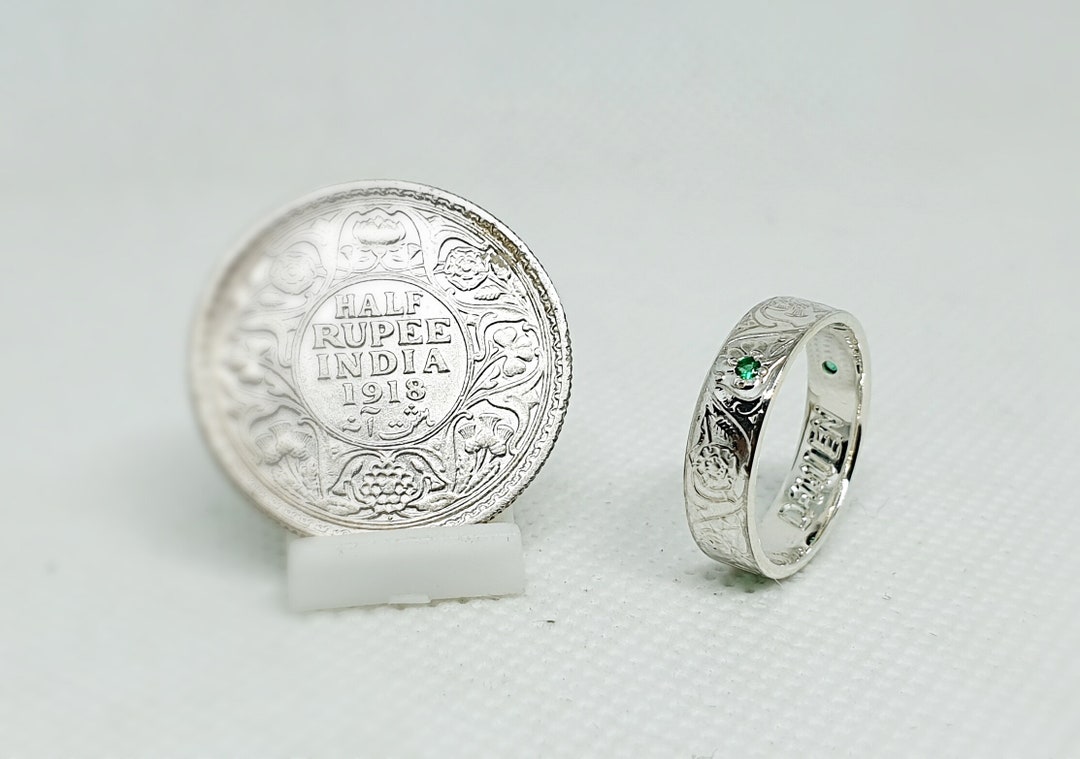 Indian Half Rupee Silver Coin Ring in Wedding Style Set With Three ...