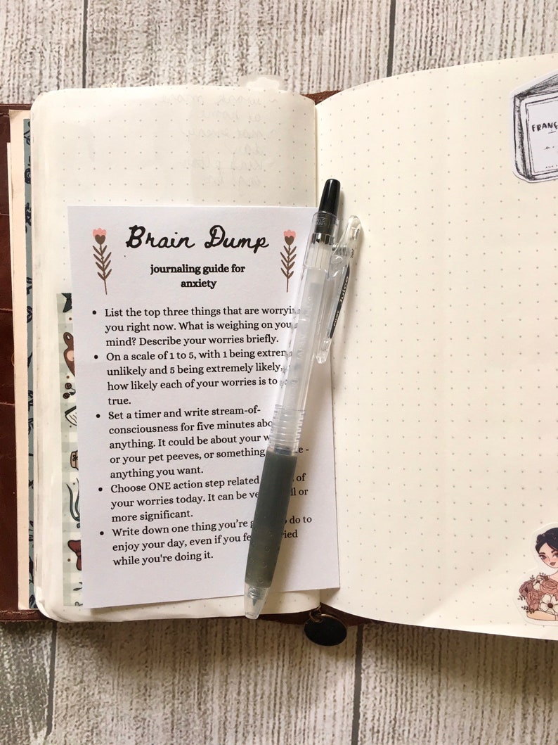 Brain Dump for Anxiety Journaling Card Journal Prompts - Etsy