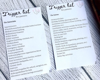 Printable Trigger List - Etsy