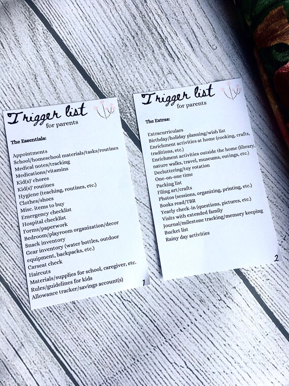 Trigger List for Parents Planning Prompt Printable - Etsy
