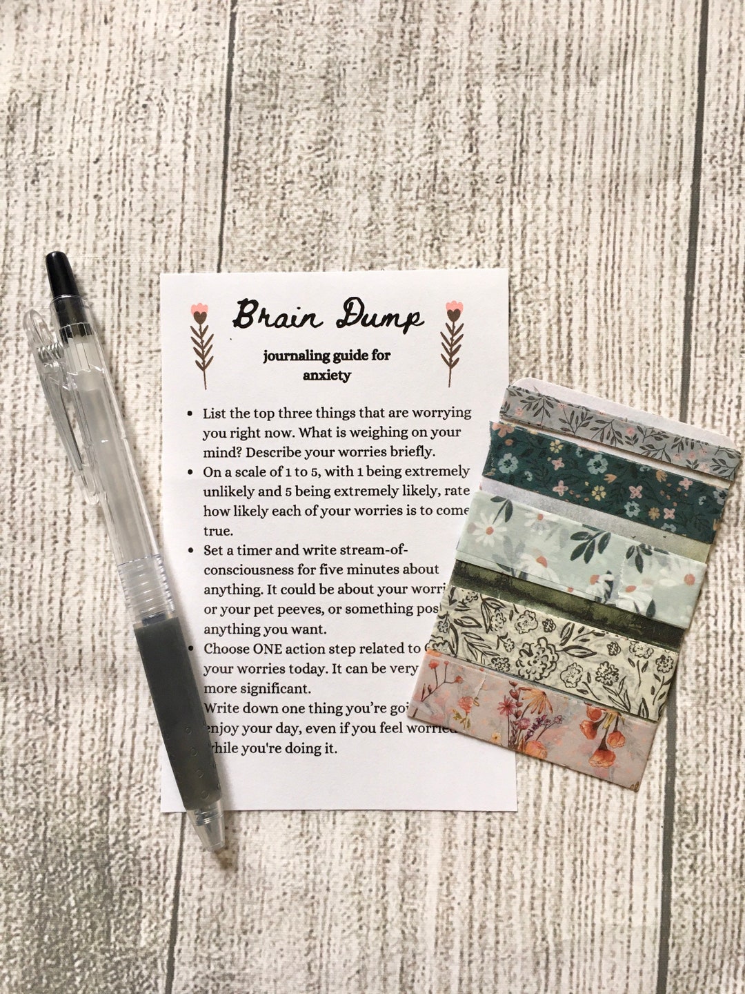 Brain Dump for Anxiety Journaling Card, Journal Prompts Printable ...