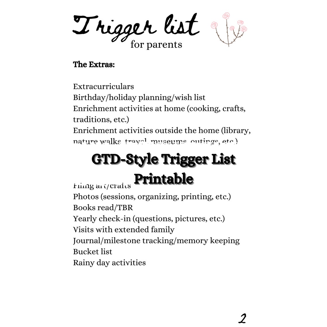 Trigger List for Parents Planning Prompt Printable - Etsy