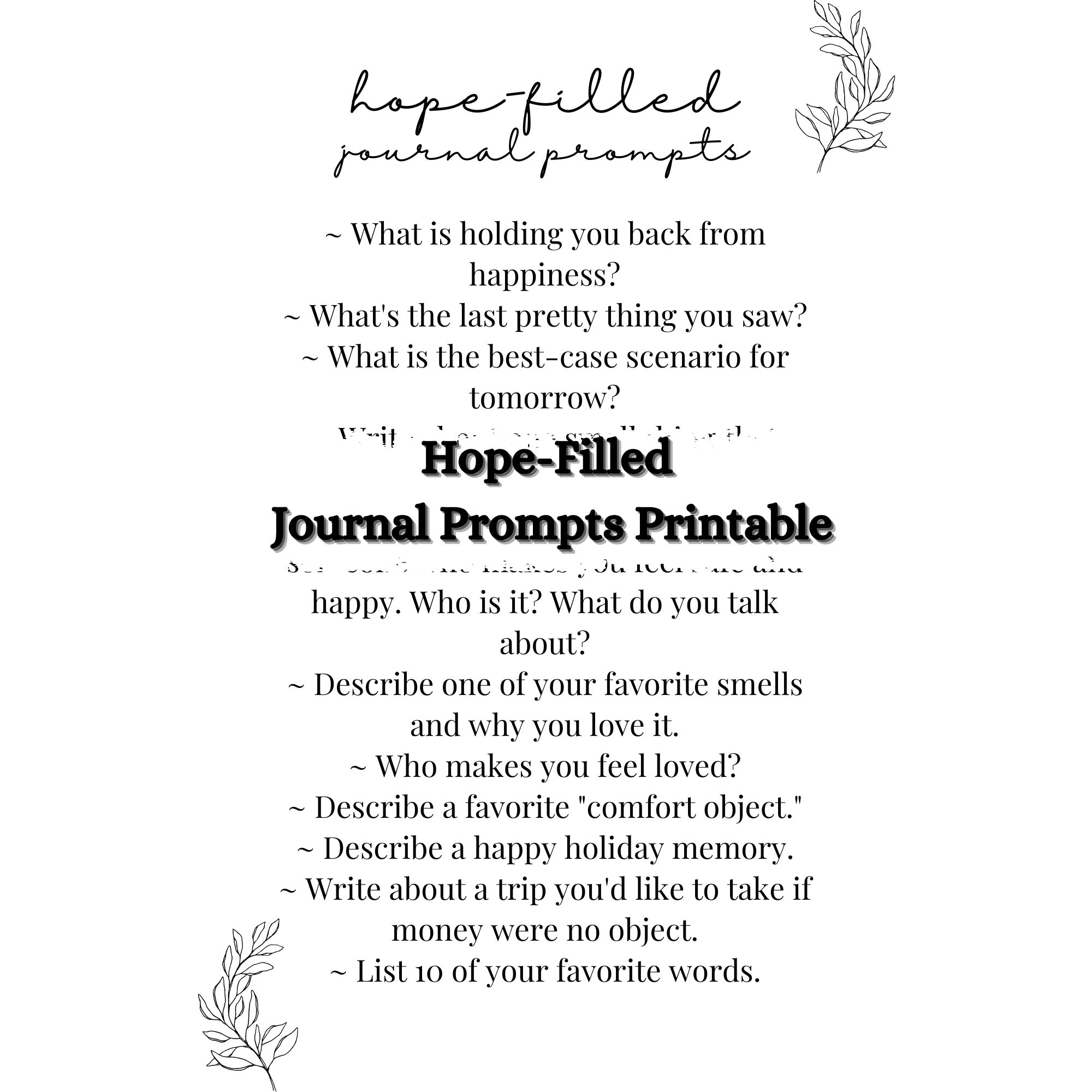 Hope-filled Journal Prompts Printable, Journaling for Anxiety, Journal ...
