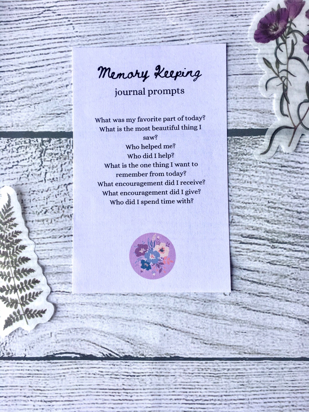 Memory Keeping Journal Card Printable, Journal Prompts - Etsy
