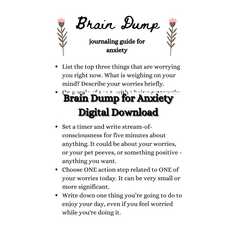 Brain Dump for Anxiety Journaling Card Journal Prompts - Etsy