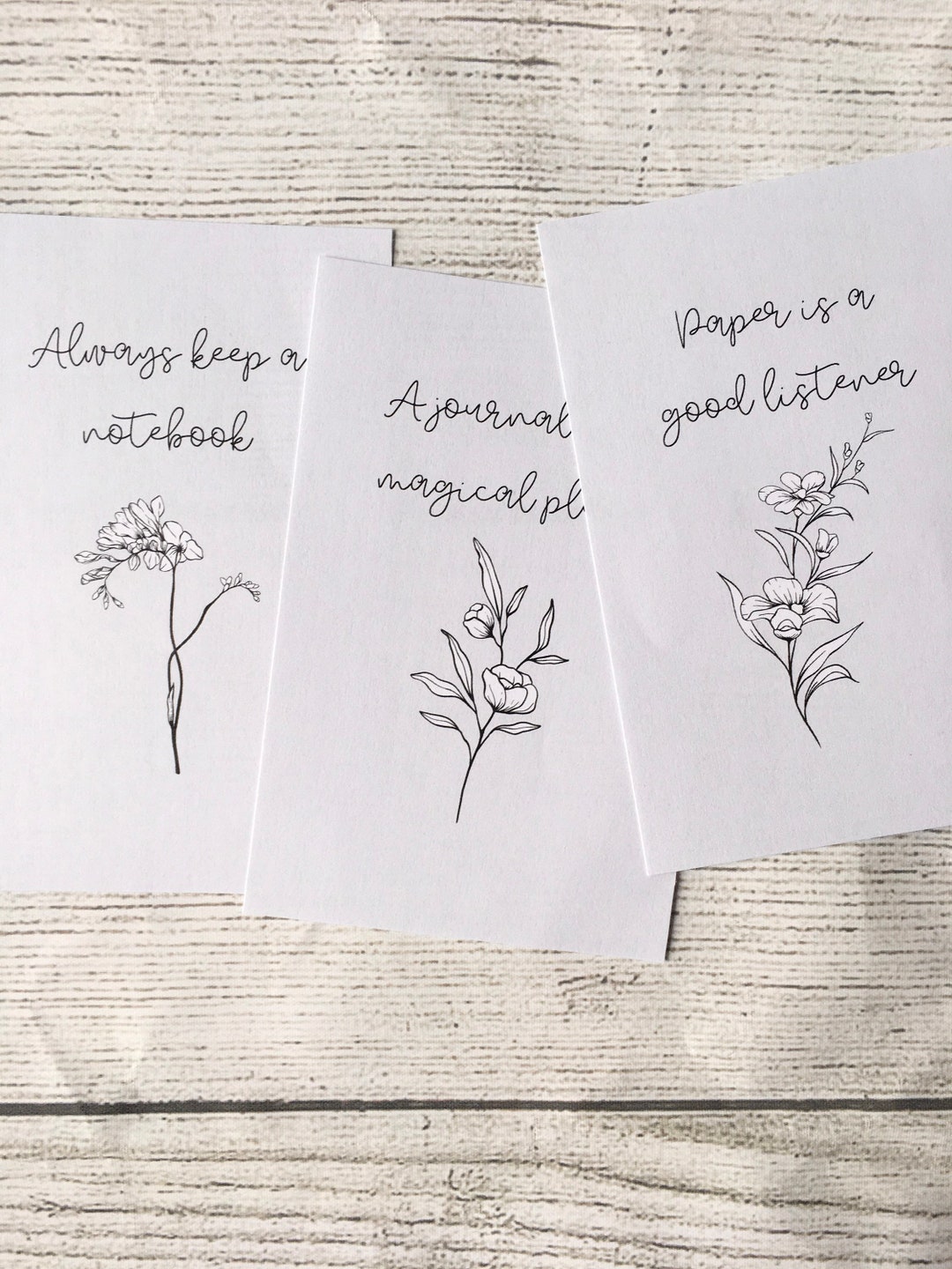 Pretty Printable Journal Cards, Journaling Inspiration, Black and White ...