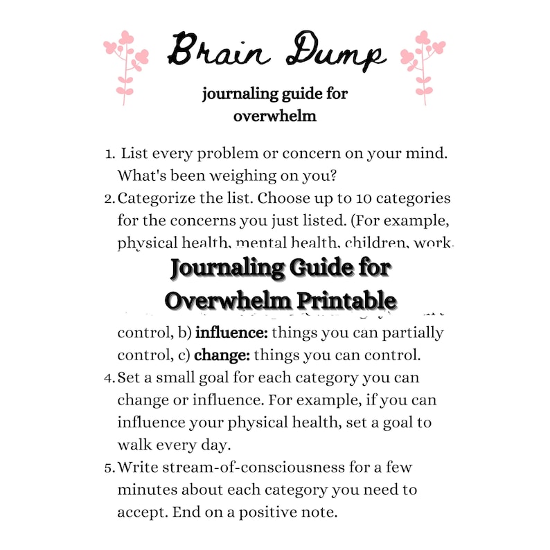 Brain Dump Journaling Card, Journal Prompts Printable - Etsy